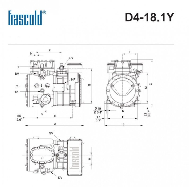 Frascold semi-hermetic compressor D4-18.1Y | DTN | DTN Group - Echipamente frigorifice și de ...